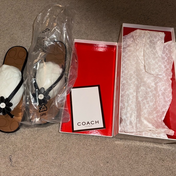 Coach | Shoes | Coach Black And White Slide Sandals | Poshmark